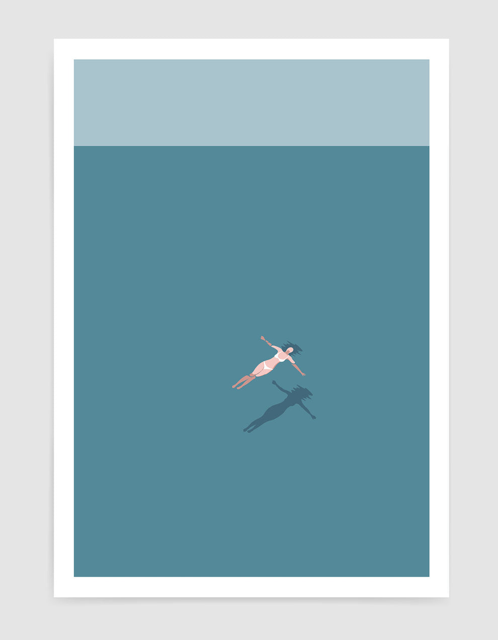 Personalised floating woman on the ocean art print – Rocket Jack