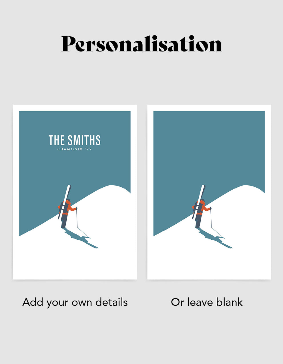 Off piste skier II : A personalised vintage ski poster – Rocket Jack